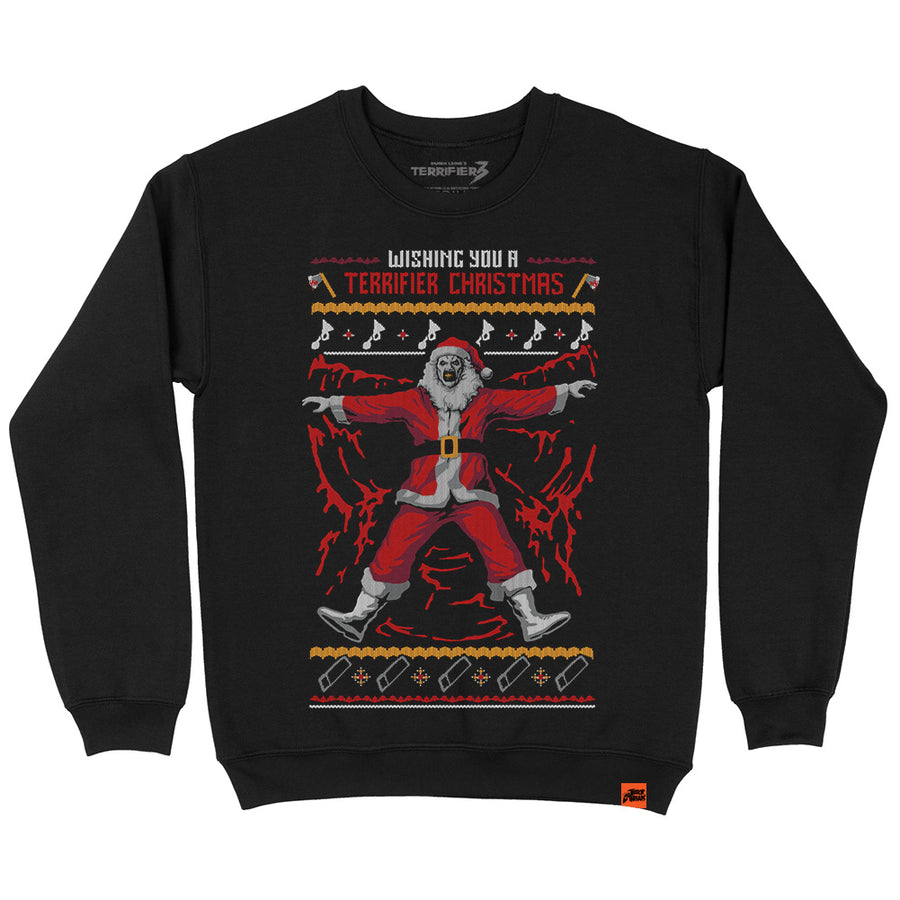 Terrifier 3 Christmas Sweatshirt | Faux Ugly Christmas Sweater ...